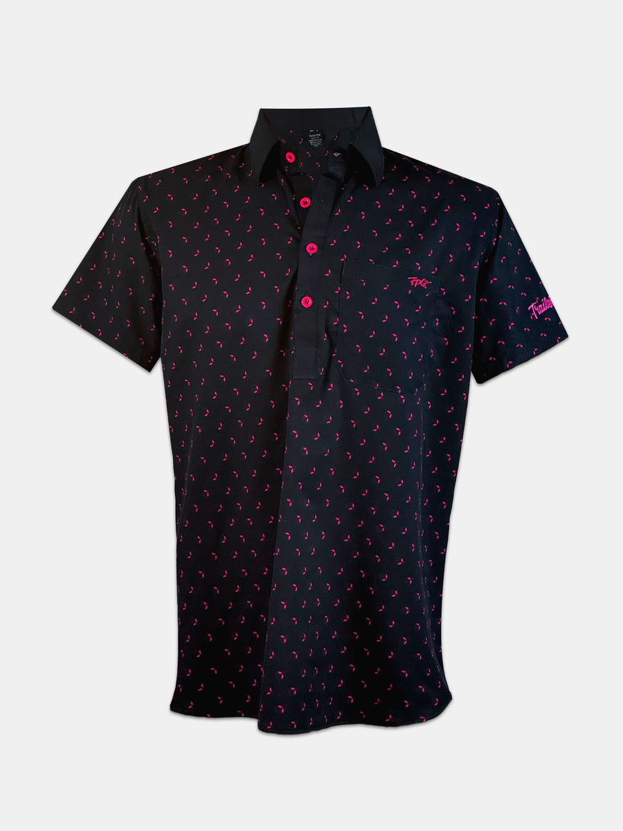 CLASSY POLO - SPACEMAN - BLACK/PINK – Trailer Park Golf Club