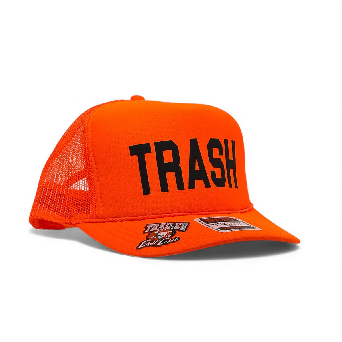FOAM TRUCKER - TRASH - HUNTER ORANGE/BLACK – Trailer Park Golf Club