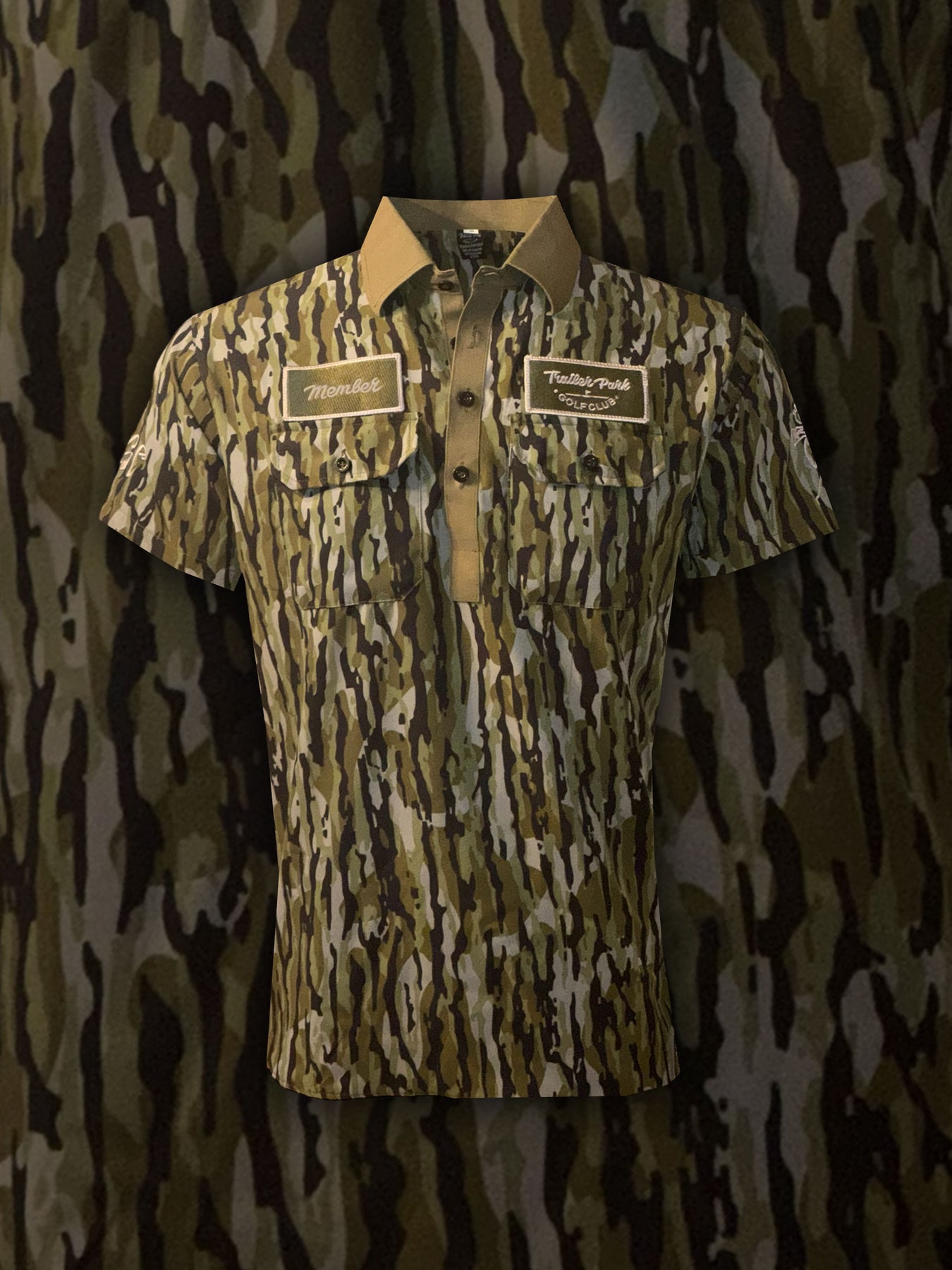 BIG & TALL - MEMBER POLO - TREEBARK CAMO – Trailer Park Golf Club